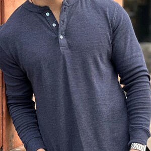 Handmade Self Design Henley Neck Men Shirt, Men Waffle Knit Henley ...