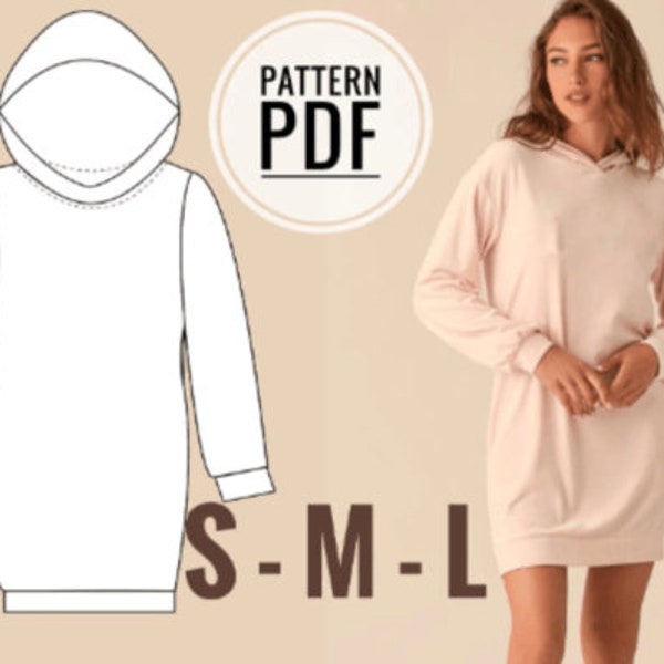 Hoodie Dress Pattern - Etsy
