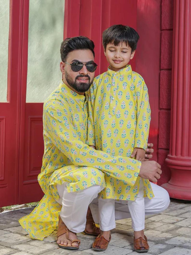 Father Son Cotton Kurta Set | Indian Festival Family Dress | Twinning ...