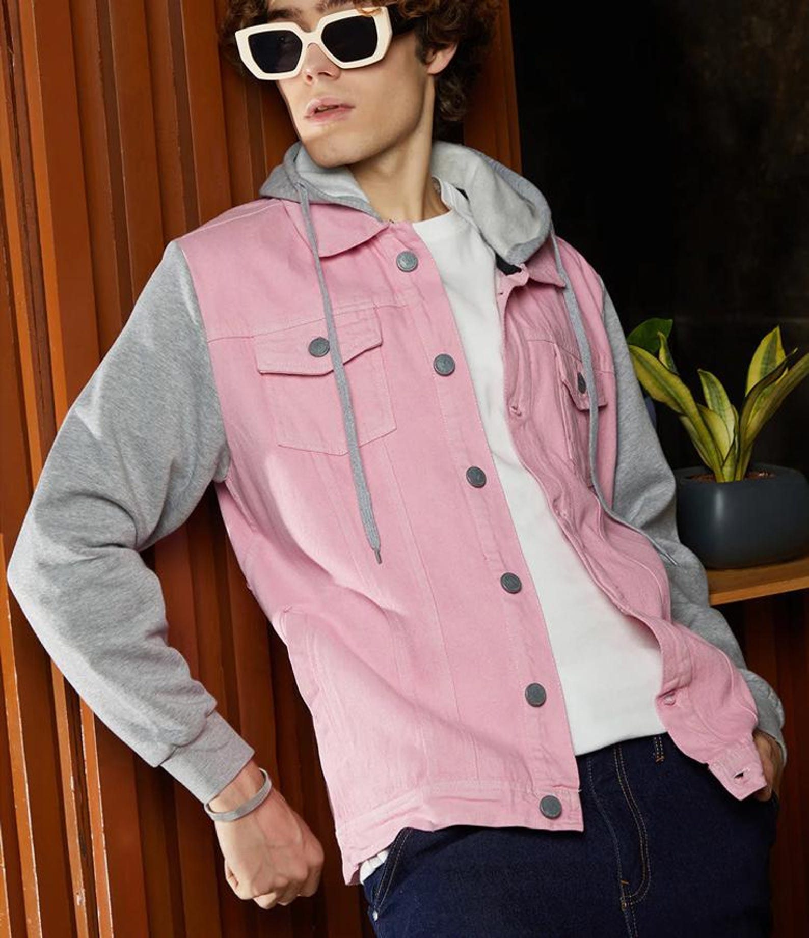 Men's Denim Jacket With Hoodie – Casual Streetwear, Light Wash Jean ...