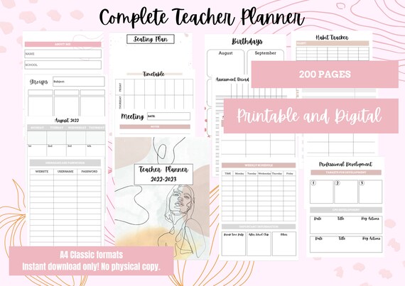 Teacher Digital Planner 2022 2023 Digital Planner PDF - Etsy
