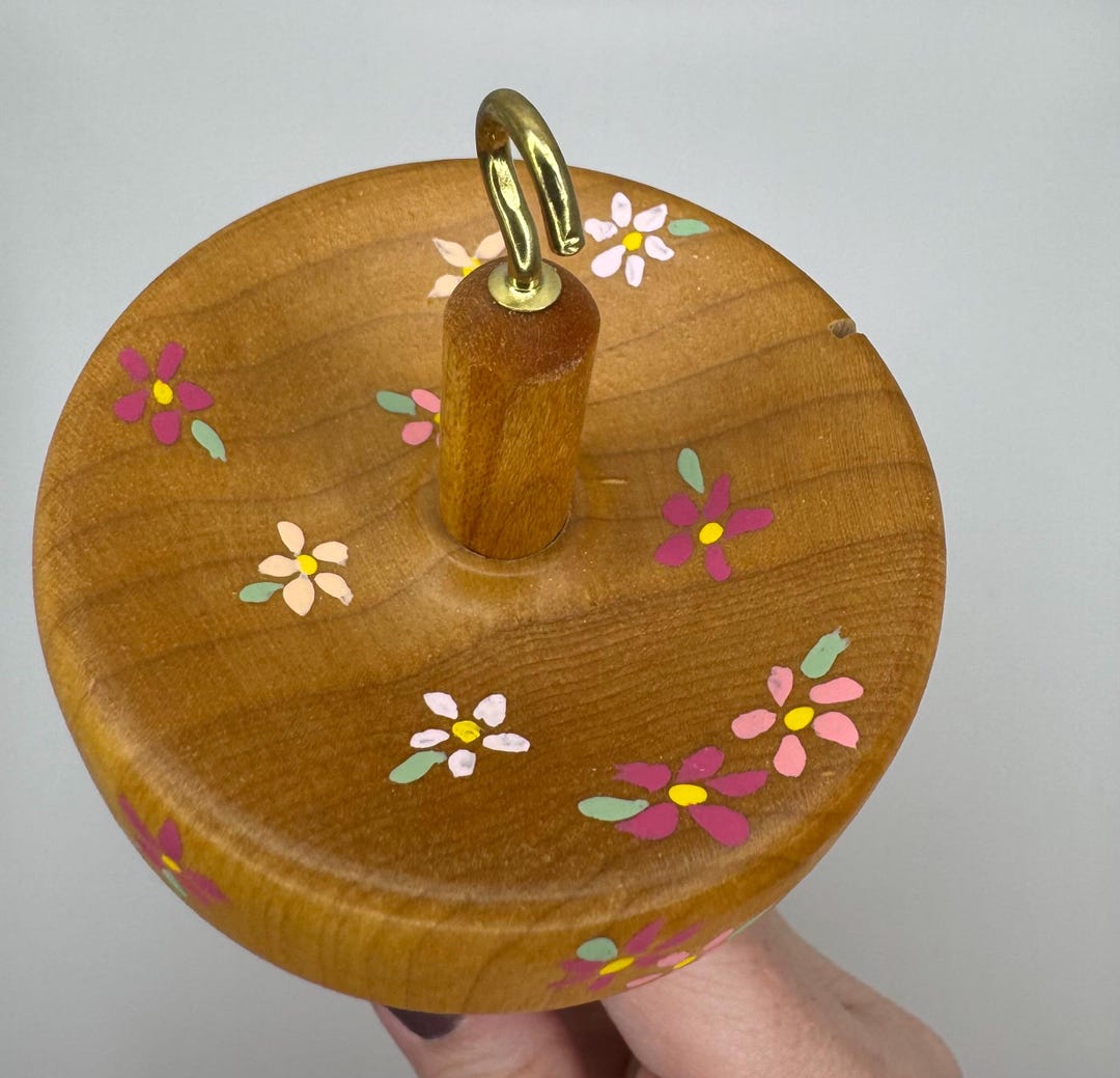 Hand Painted Top Whorl Drop Spindle - Pink & Peach Posies - Etsy