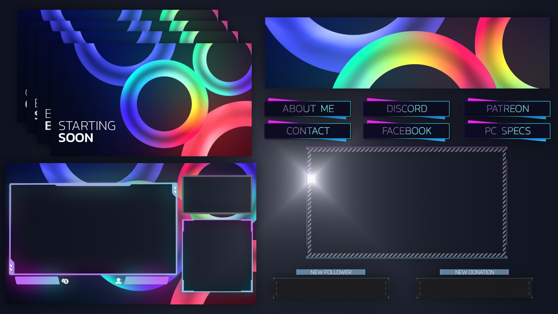 Smooth Circle Animated Stream Overlay Package, Twitch, Mixer, Youtube ...