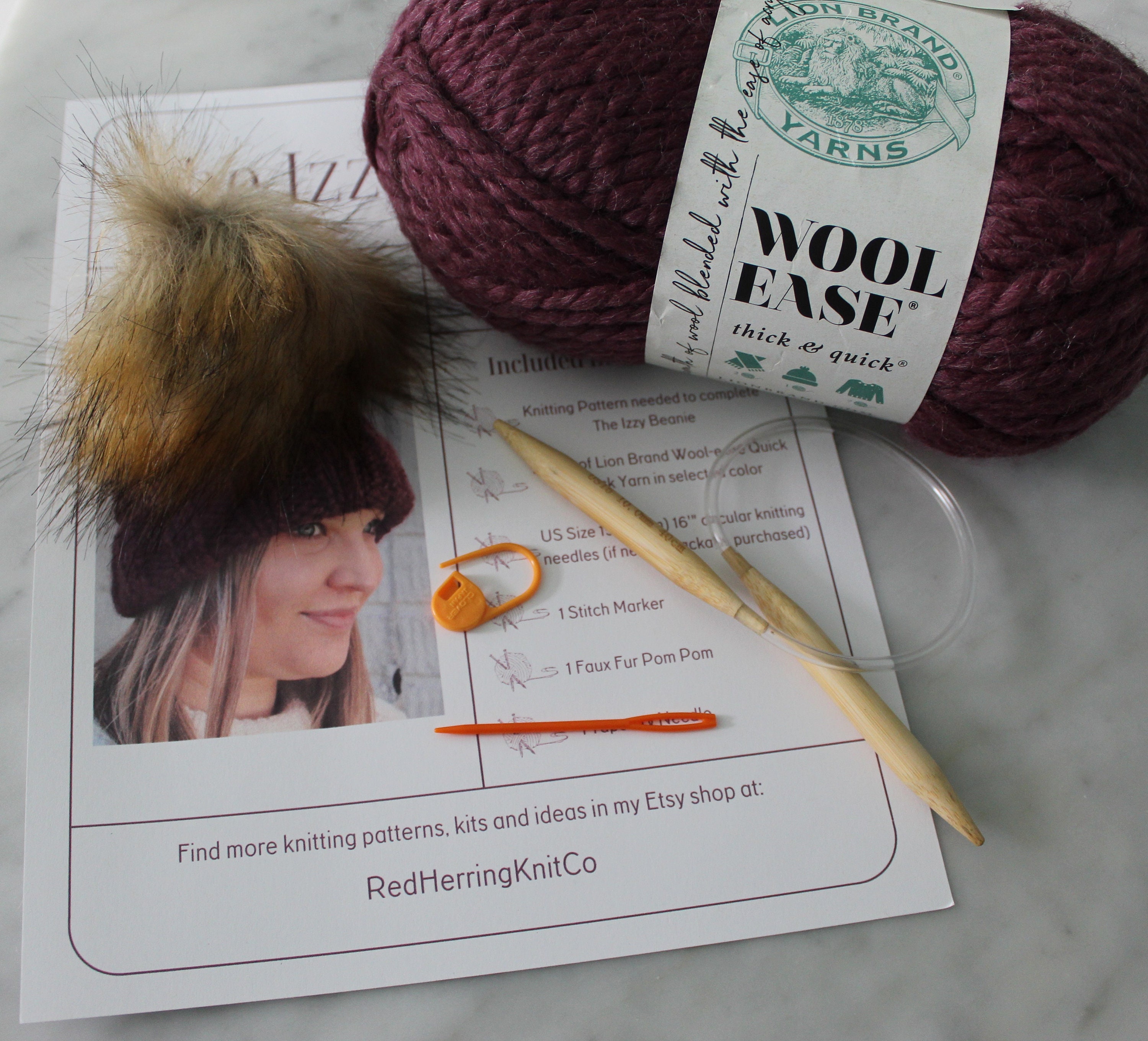 Beginner Knit Hat Kit - DIY Beanie Knitting Kit With Pattern and ...