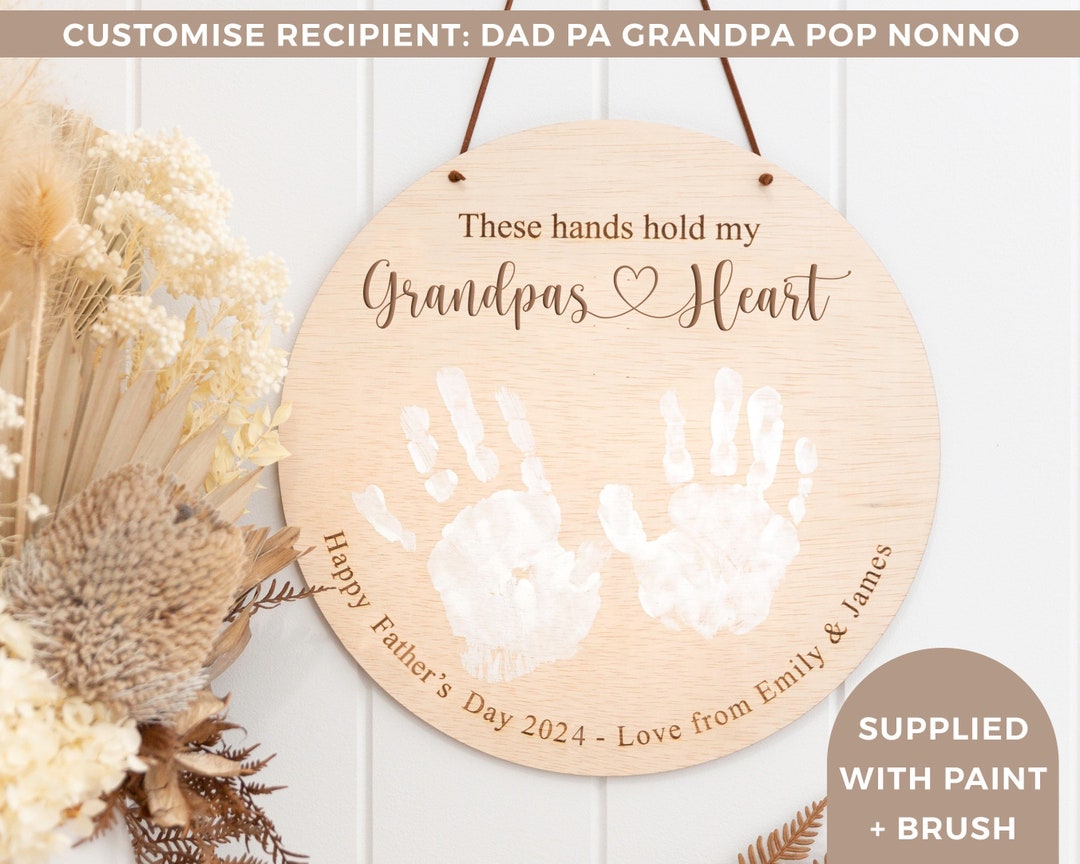 Grandpa Pop Pa Fathers Day Wooden Handprint Plaque - Etsy
