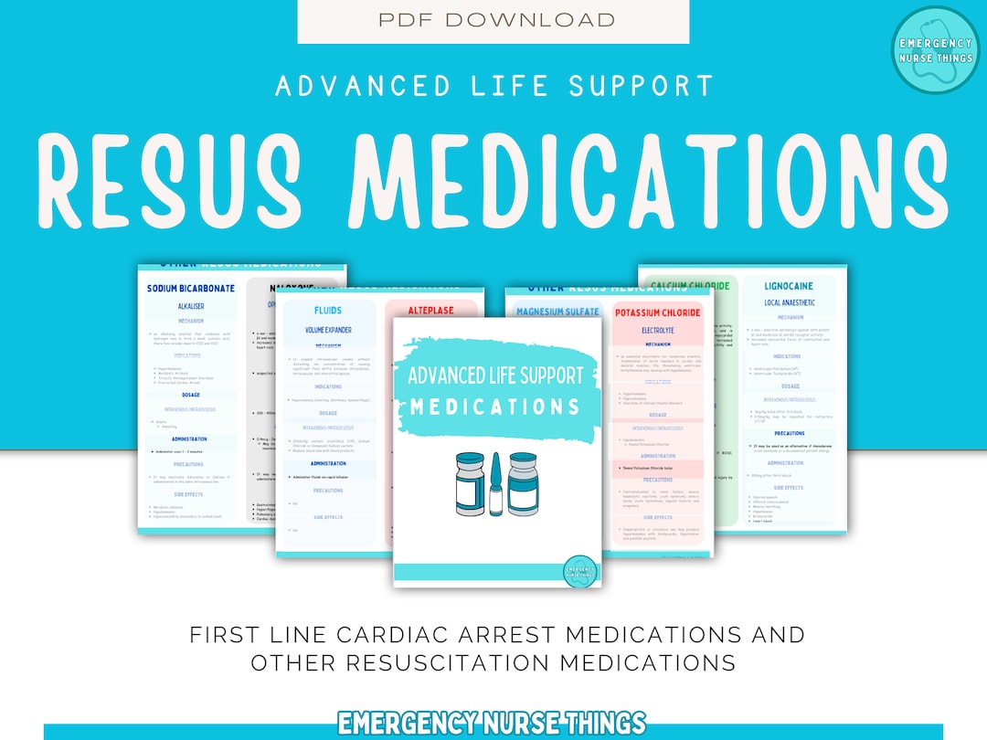Advanced Life Support Resus Medications | ACLS | Emergency Nurse | ICU ...