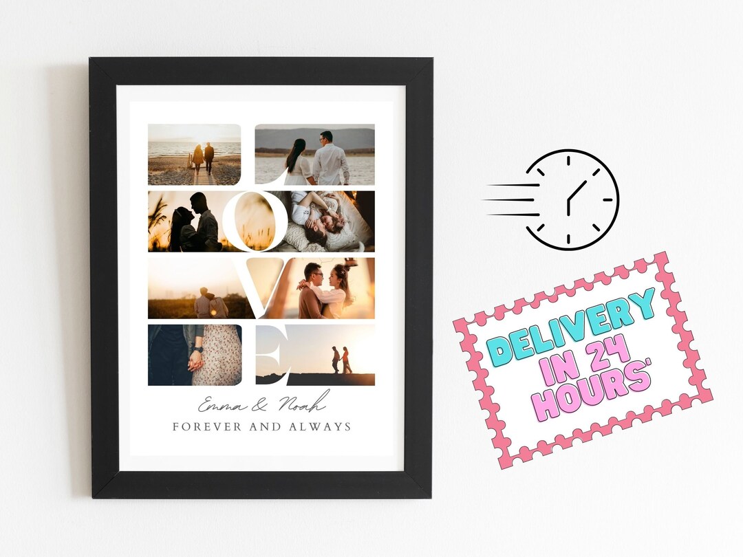 Love Photo Collage Frame, Custom Personalized Photo Collage for Couple ...
