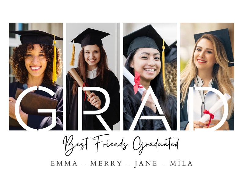 Custom Graduation Photo Collage Frame Gift for Best Friends, Graduation ...