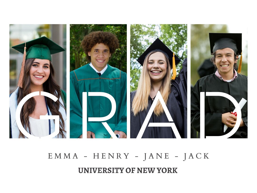 Custom Graduation Celebration Photo Collage, Grad Anniversary Card ...