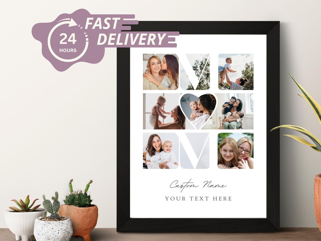 Personalized Mom Heart Photo Collage Design, Custom Mothers Day Picture ...