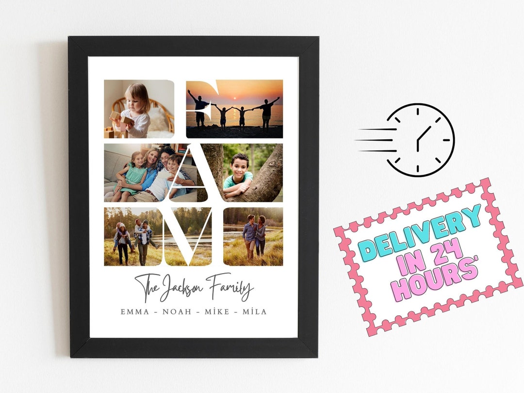 Custom Family Members Photo Collage Frame, FAM Gift Idea for ...