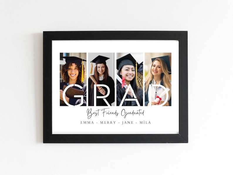 Custom Graduation Photo Collage Frame Gift for Best Friends, Graduation ...