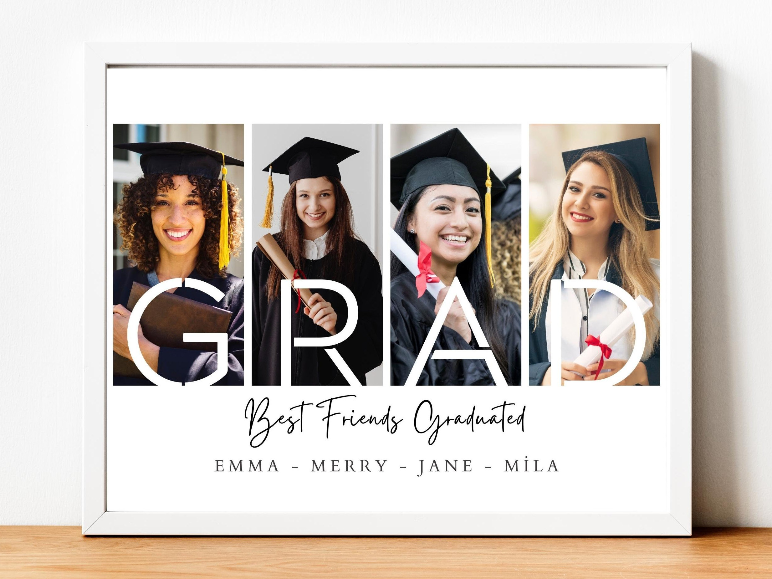 Custom Graduation Photo Collage Frame Gift for Best Friends, Graduation ...