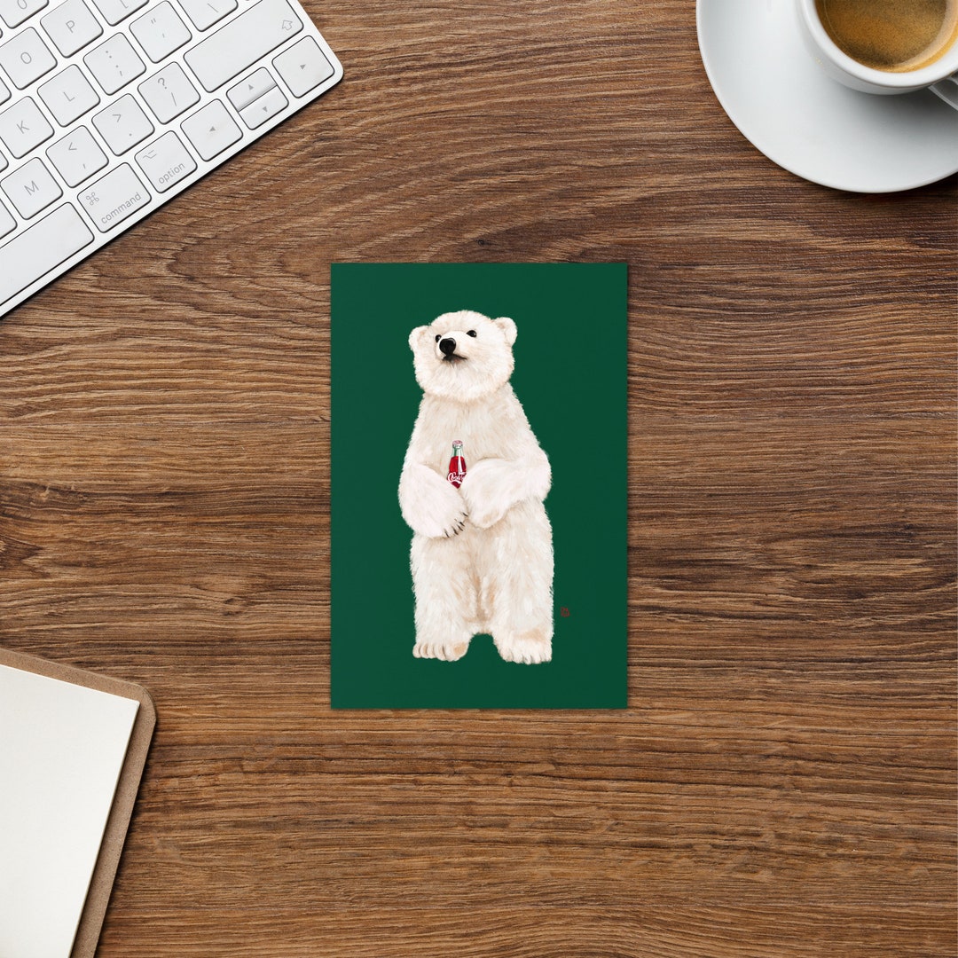 Coca Cola Polar Bear Christmas Card Etsy