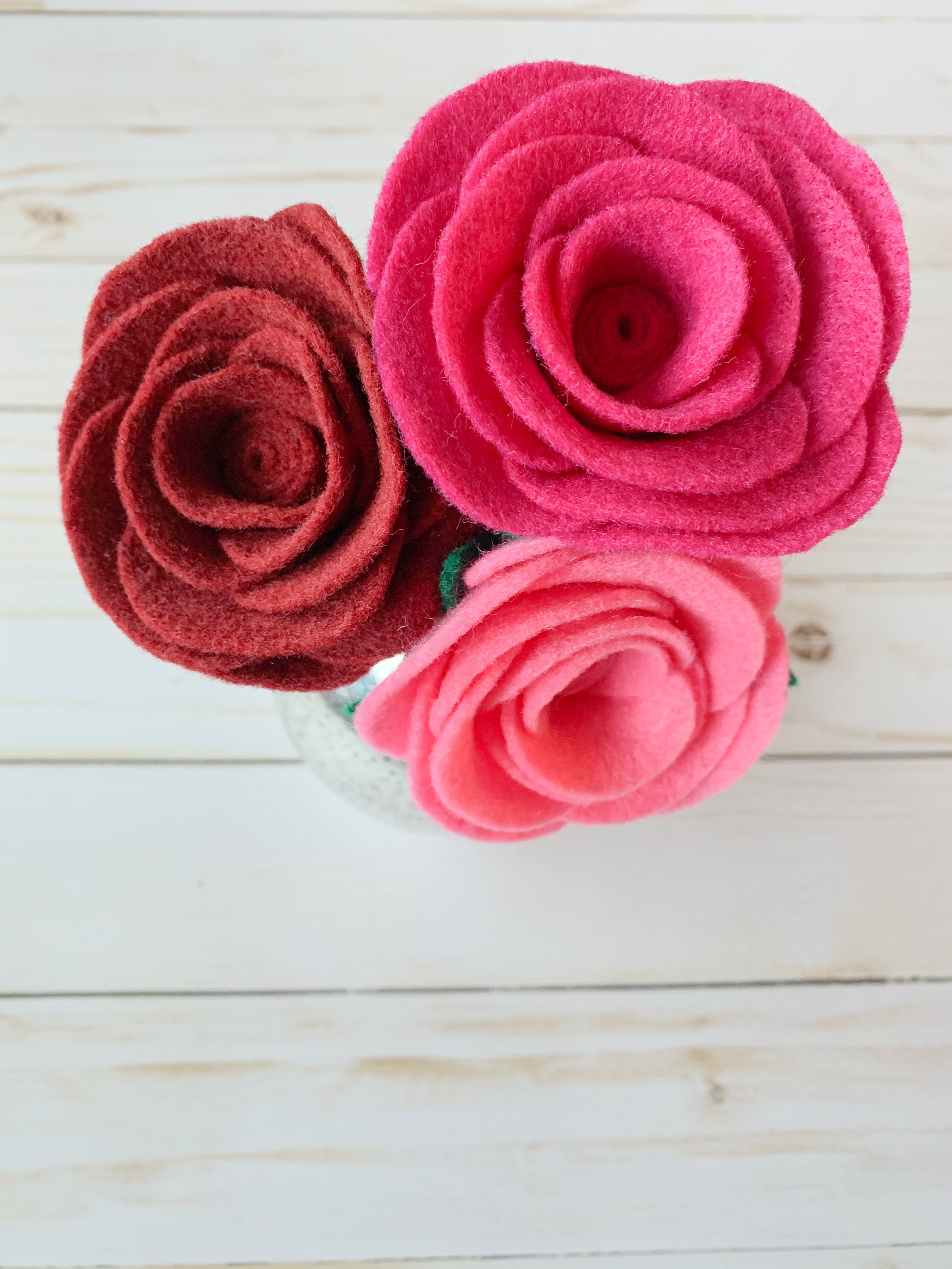 Felt Roses Felt Rose Flower Felt Flower Stems Felt Spring | Etsy