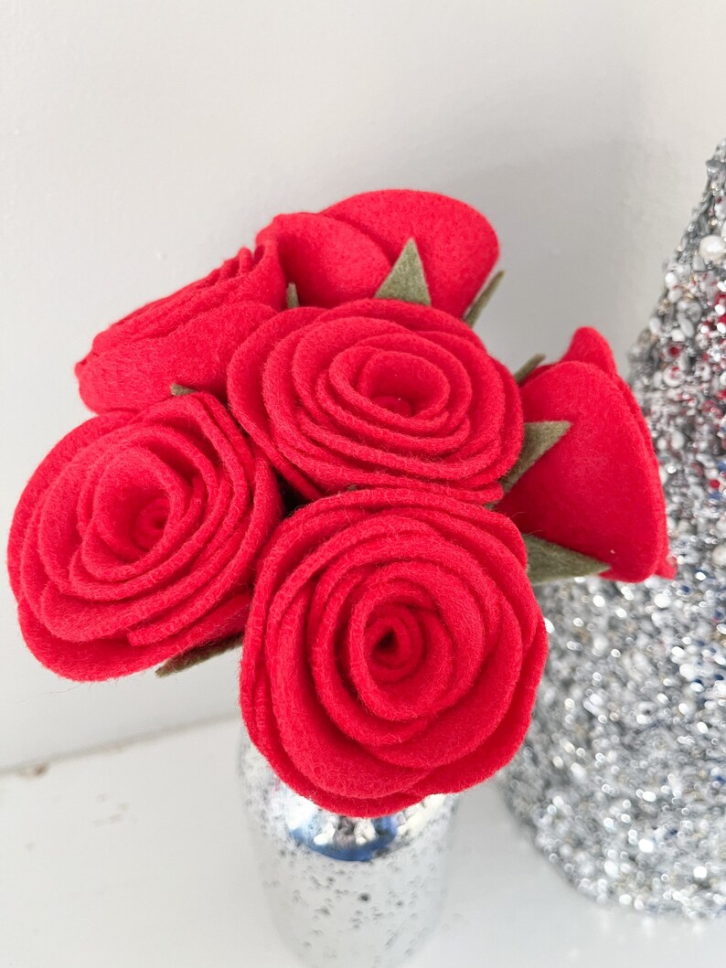 Felt Roses Felt Rose Flower Felt Flower Stems Felt Spring - Etsy