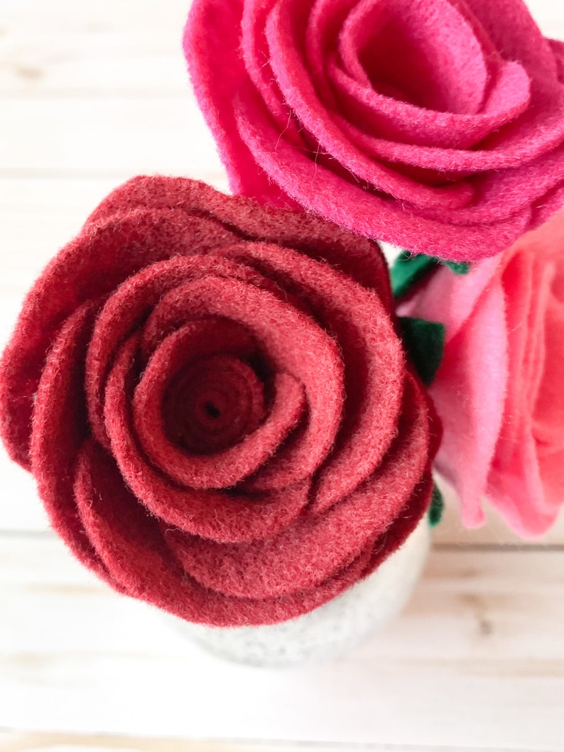 Felt Roses Felt Rose Flower Felt Flower Stems Felt Spring - Etsy