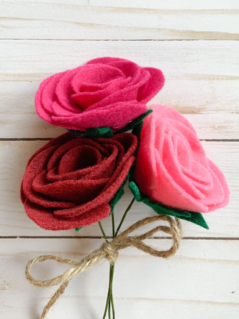 Felt Roses Felt Rose Flower Felt Flower Stems Felt Spring - Etsy