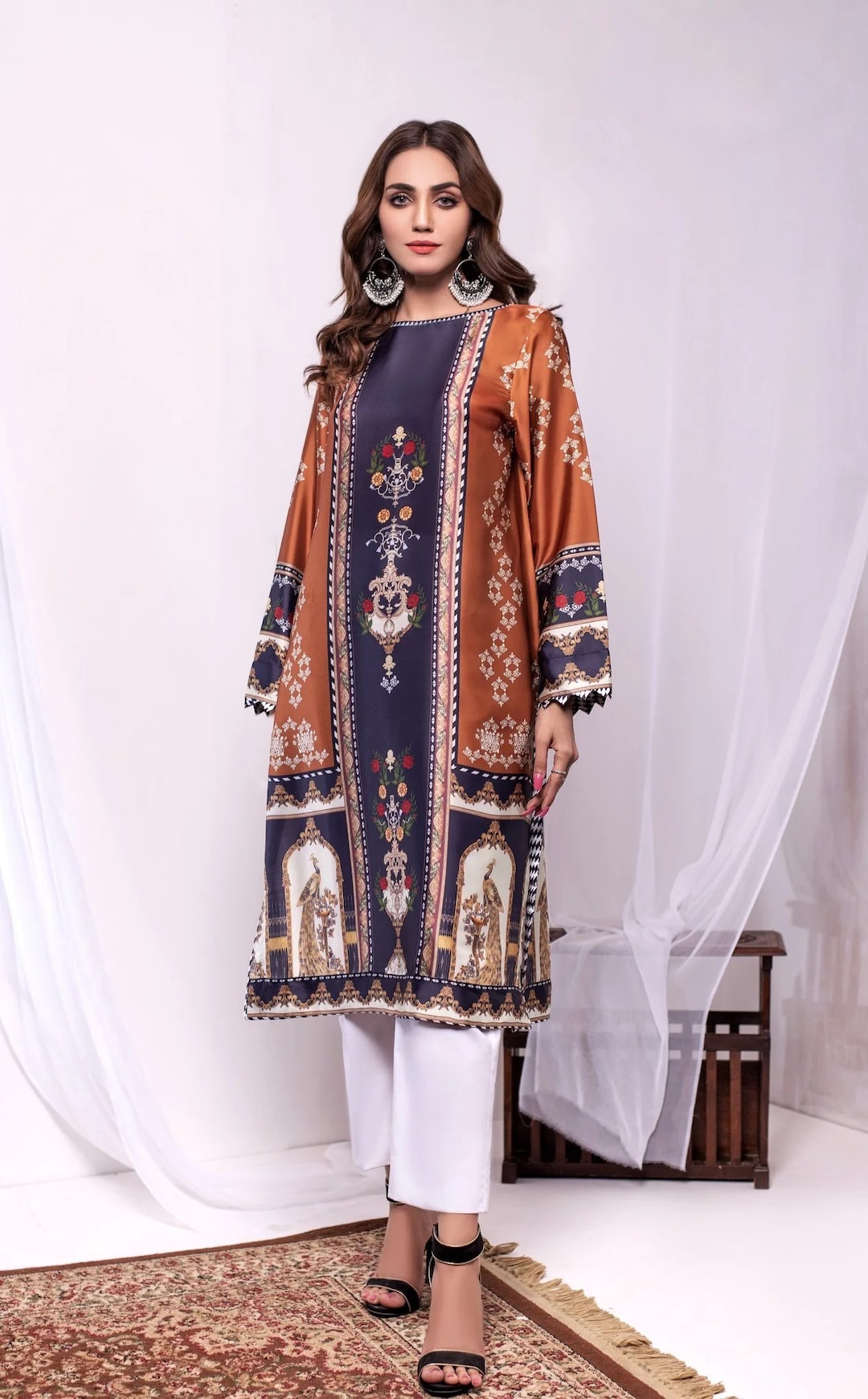 Pakistani Designer Wear I-LACE 1pc Silk Kurti Top Tunic Shirt Kameez ...