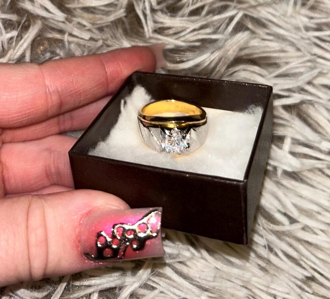 LIND 14K Yellow Gold Plated Clear Cubic Zirconia Ring Unisex HGE SIZE ...