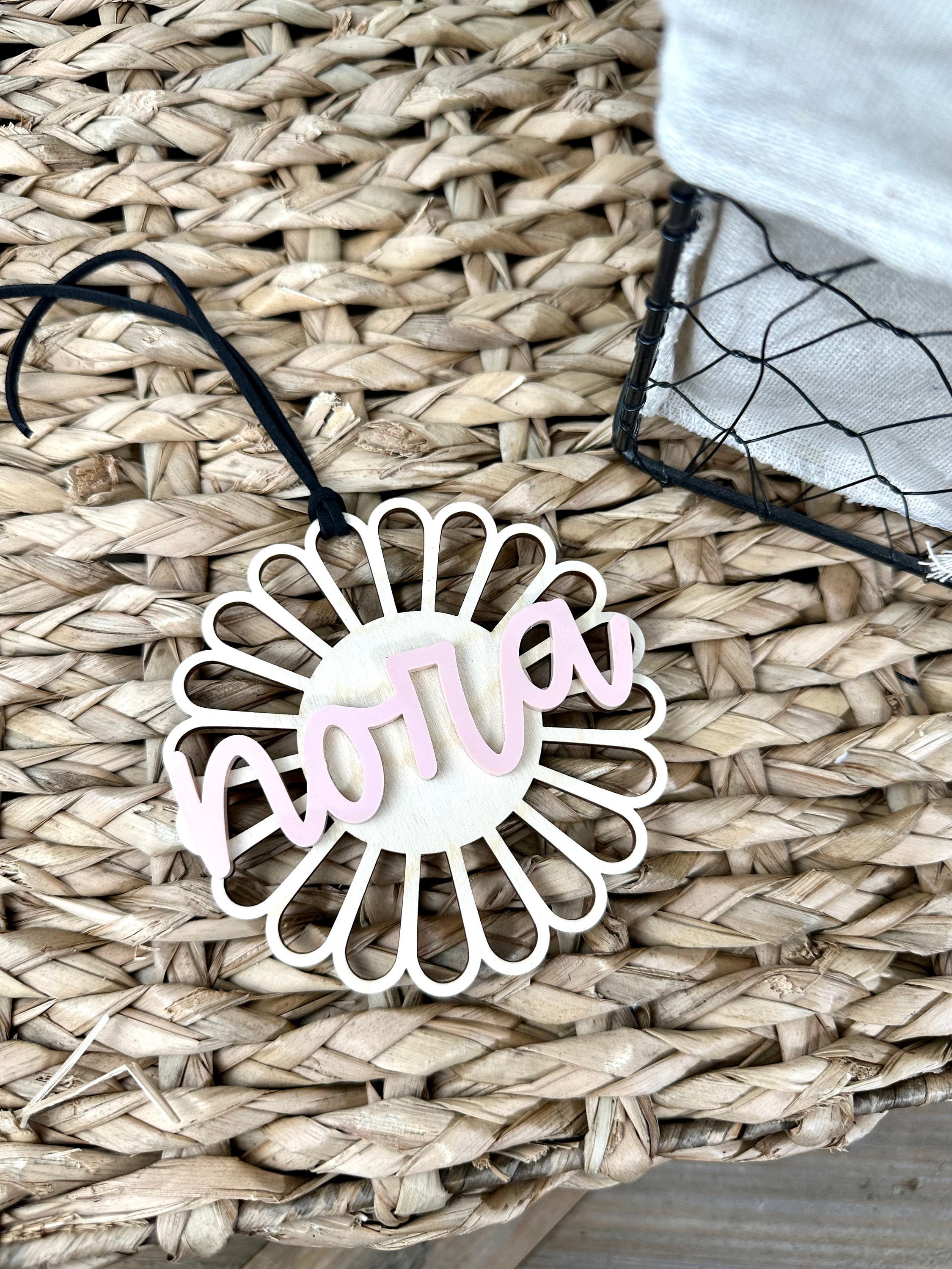 Personalized Boho Name Tag Rattan Backpack Tag Reusable Name Plate ...