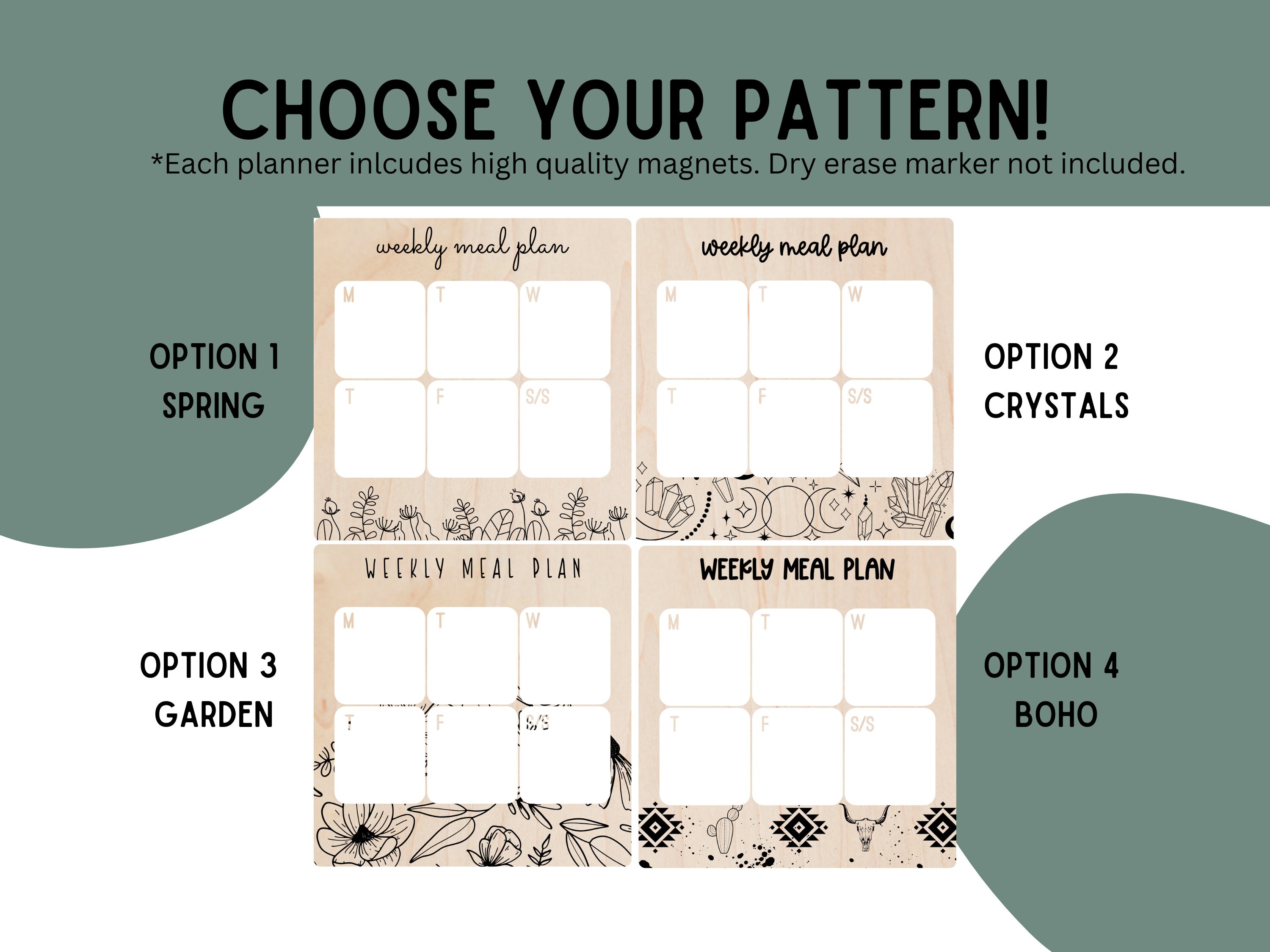 Weekly Meal Planner Reusable Dry Erase Meal Prep Magnet for Weekly Meal ...