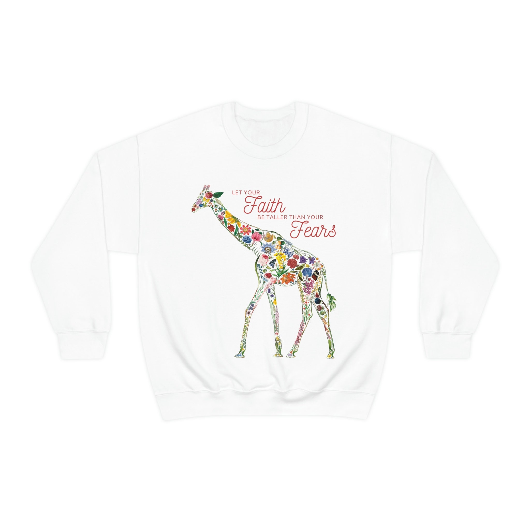 Giraffe Sweatshirt, Giraffe Gift or Safari Animal Lover, Floral Giraffe ...