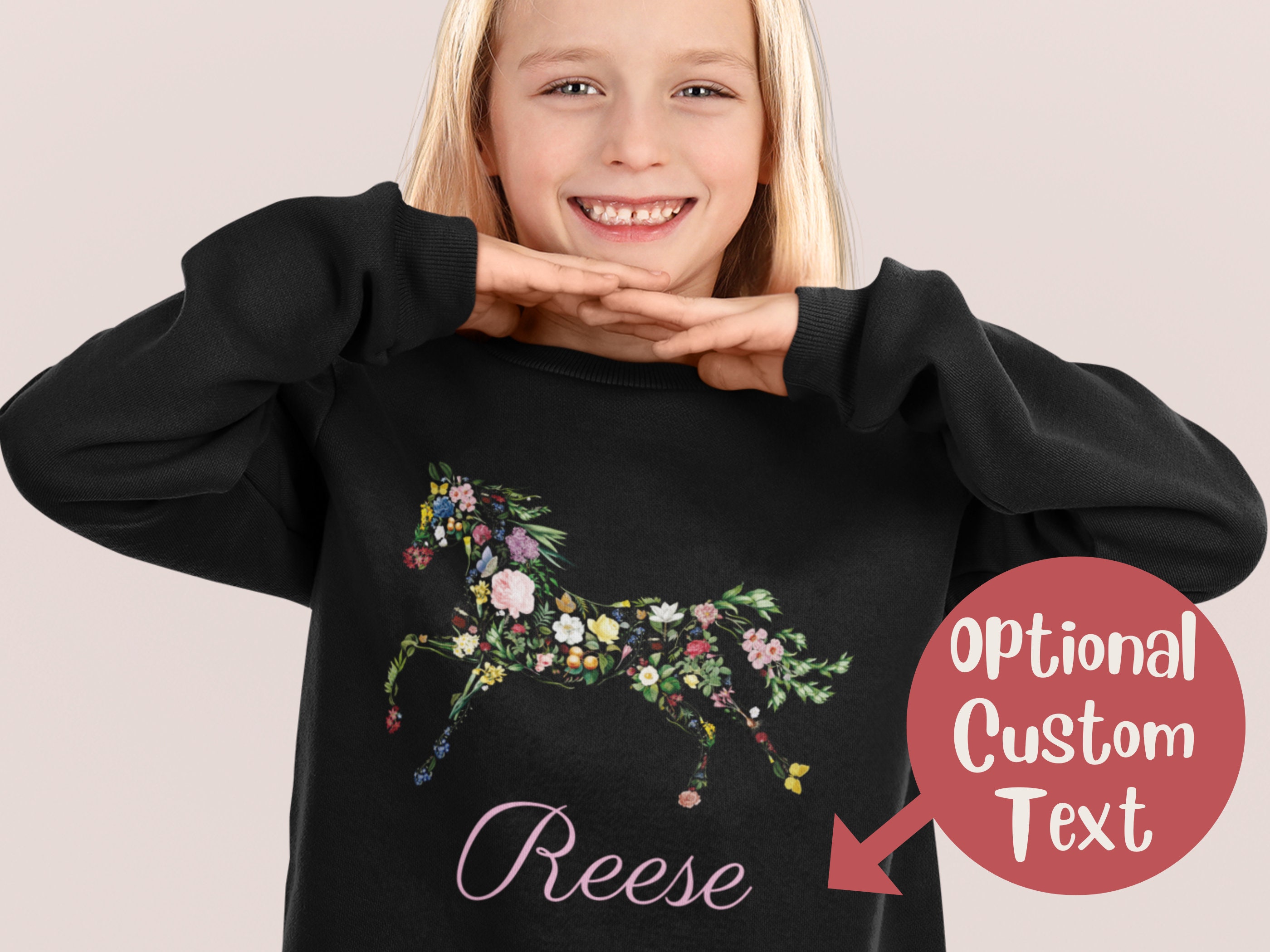 Youth Custom Horse Crewneck Sweatshirt, Horse Sweatshirt for Kids ...