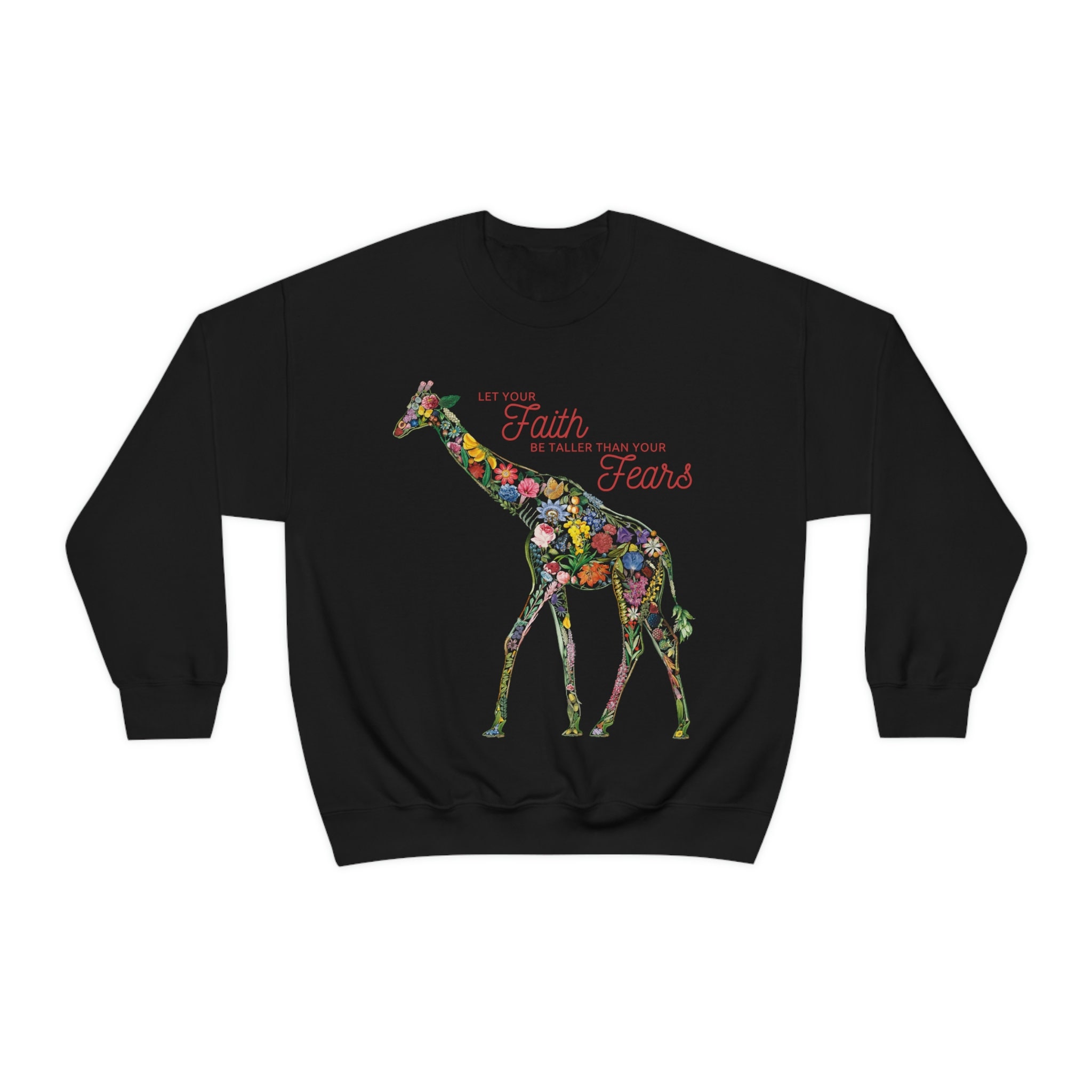 Giraffe Sweatshirt, Giraffe Gift or Safari Animal Lover, Floral Giraffe ...