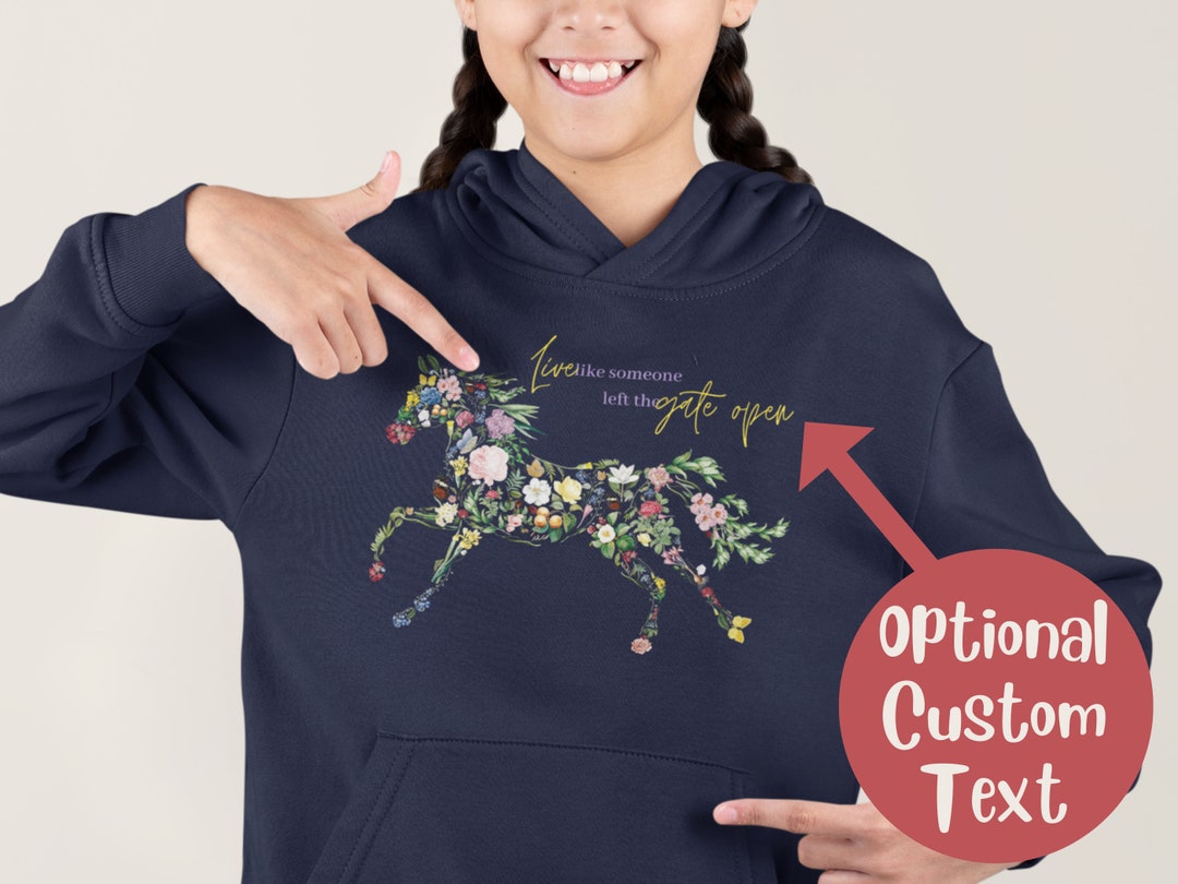 Youth Custom Horse Hooded Sweatshirt, Horse Hoodie for Kids ...