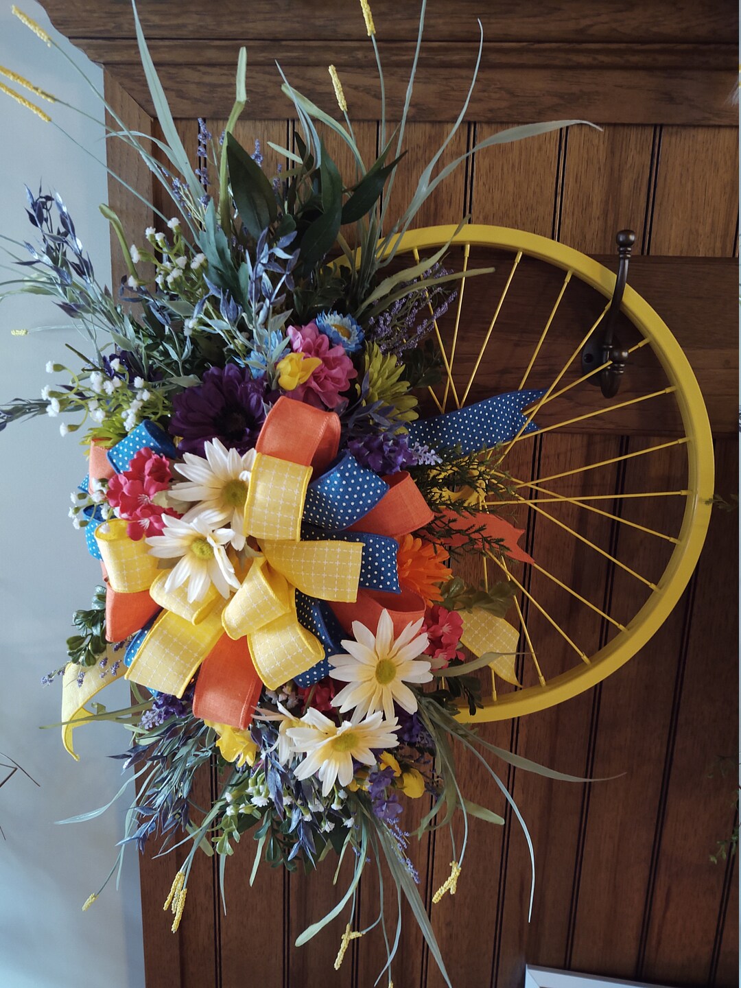 Spring/summer Floral Bicycle Rim Wreath - Etsy