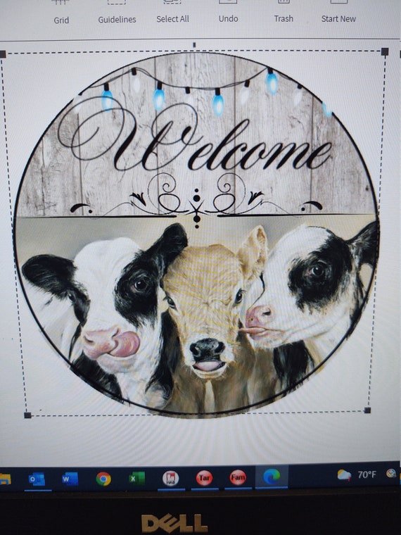 Welcome Cow Wreath Sign | Etsy