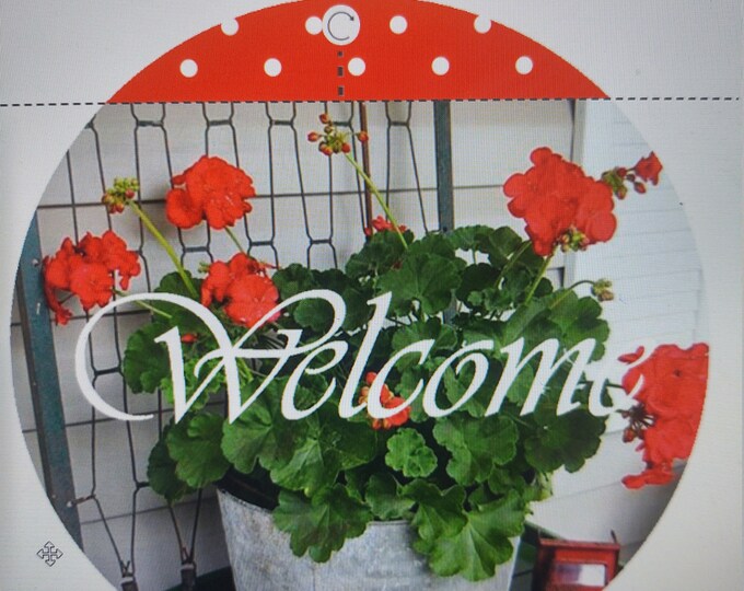 Geranium Welcome Wreath Sign - Etsy