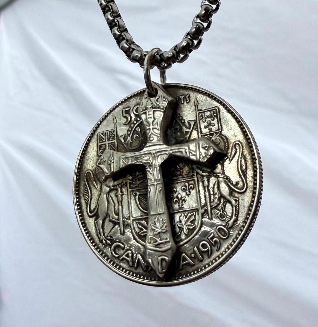 Holy Vatican Cross Silver Necklace Soldered | Antique Upcycled Coin ...