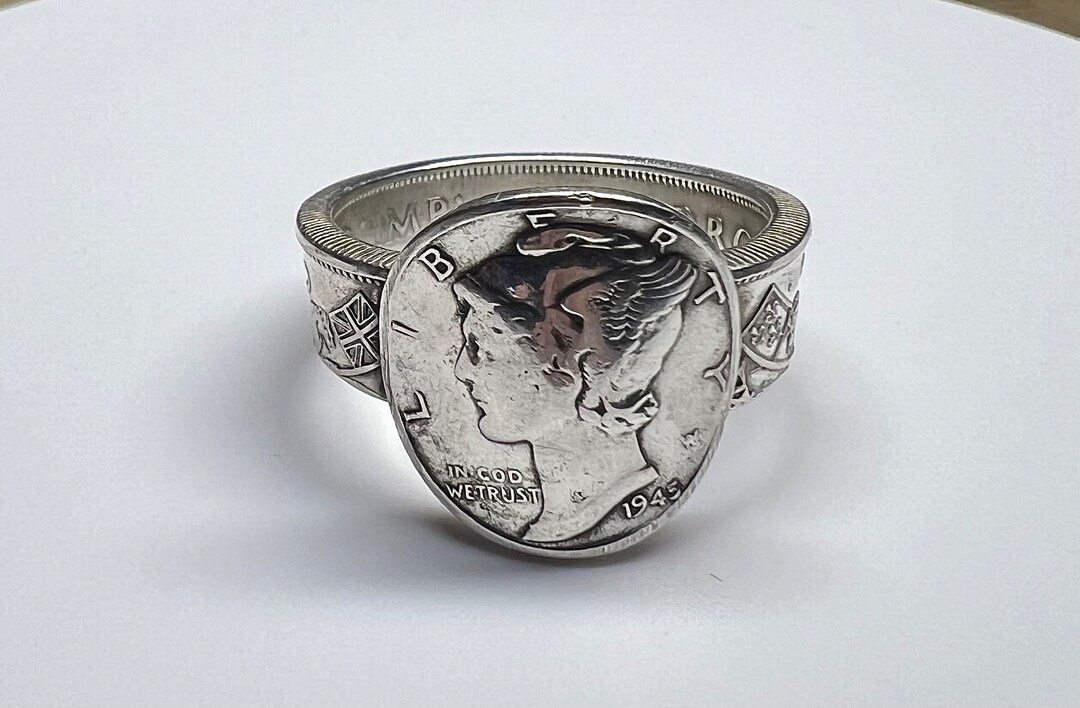 Silver Goddess Ring | Winged Angel Signet Coin Ring | Canadian and US ...