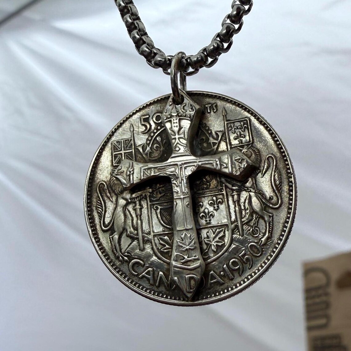Holy Vatican Cross Silver Necklace Soldered | Antique Upcycled Coin ...