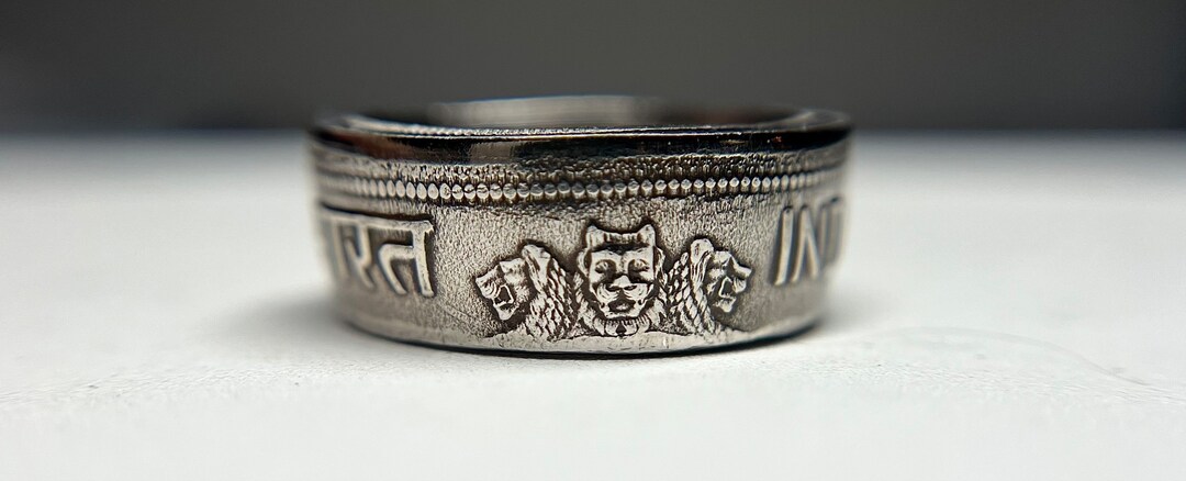 Handmade Indian Rupee Coin Ring: Brass Asoka Lion Jewelry - Etsy