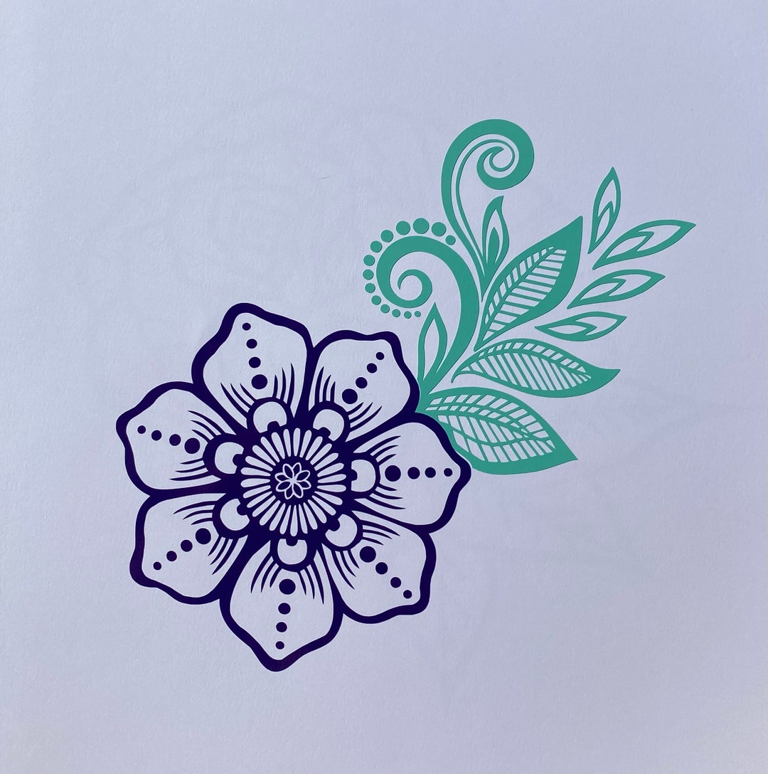 Mehndi Style Flower Vinyl Decal for Cars, Laptop Stickers, Mirror ...