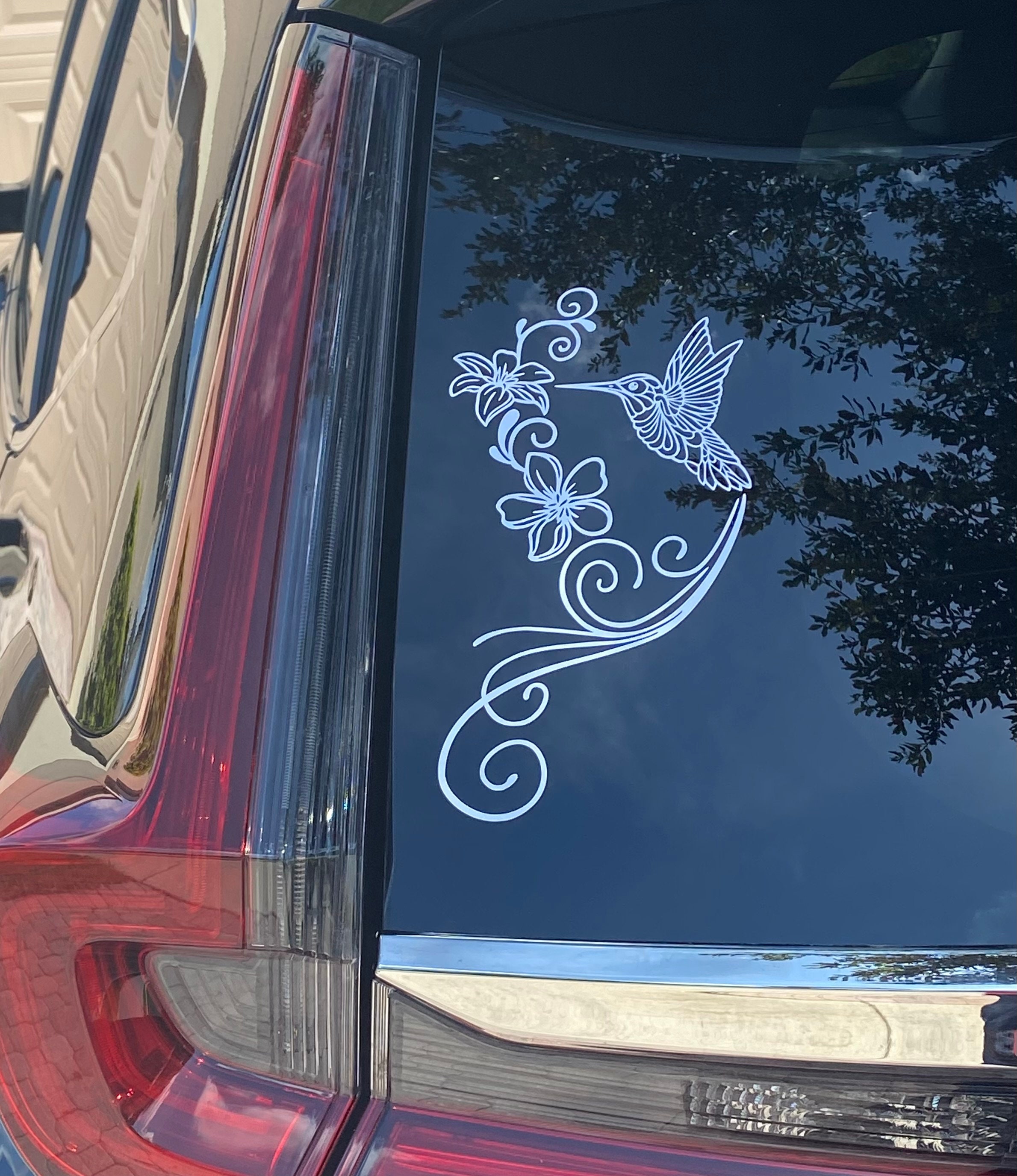 Hummingbird Flower Vinyl Decal Sticker for Cars, Windows, Laptops, Car ...