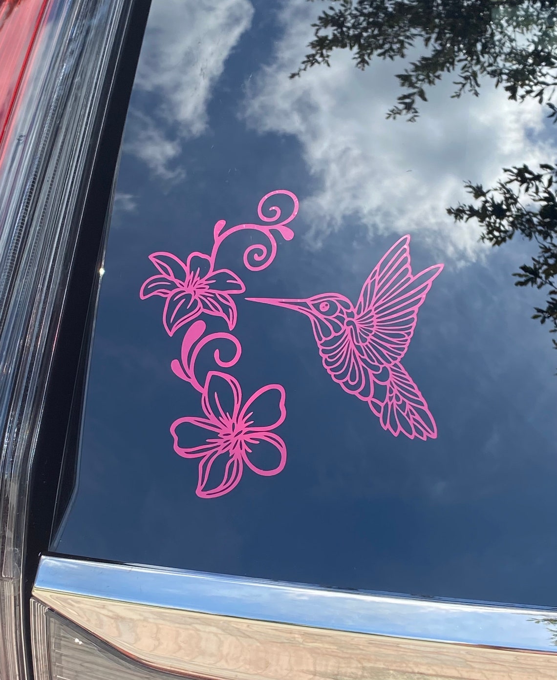 Hummingbird Flowers Vinyl Decal Sticker for Cars, Window Decal, Laptop ...
