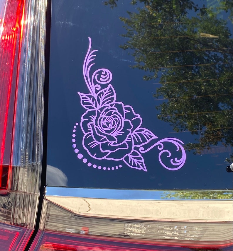 Rose Flower Vinyl Decal: Girly Car Bumper Sticker - Etsy