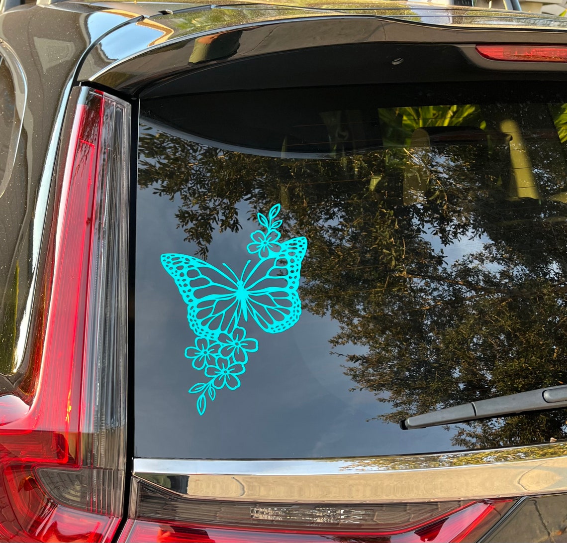 Butterfly Flower Vinyl Decal Sticker for Cars Window Decal - Etsy