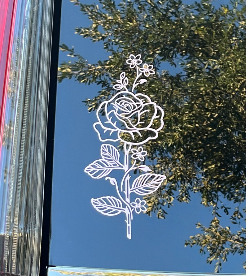 Long Stem Rose Vinyl Car Decal for Women Motorcycle Sticker - Etsy