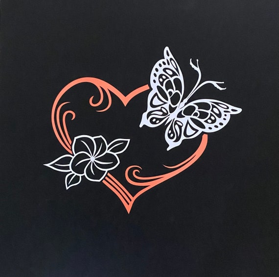 Flower Butterfly Heart Vinyl Decal Sticker for Cars Trucks - Etsy