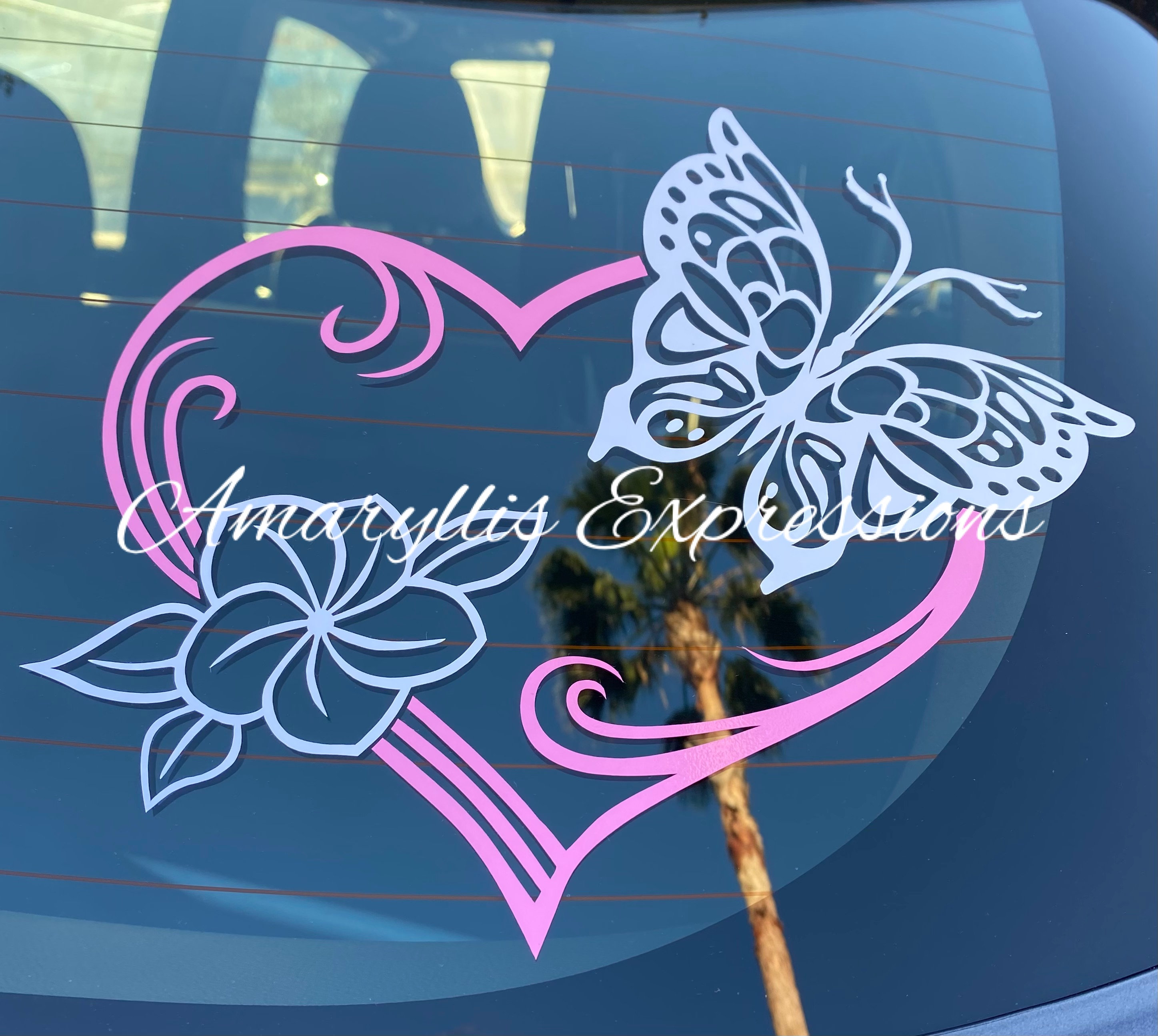 Flower Butterfly Heart Vinyl Decal Sticker for Cars - Etsy