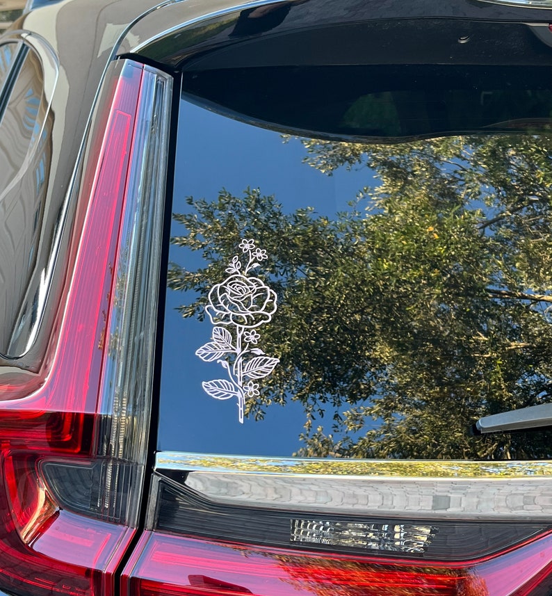 Long Stem Rose Vinyl Car Decal for Women Motorcycle Sticker - Etsy
