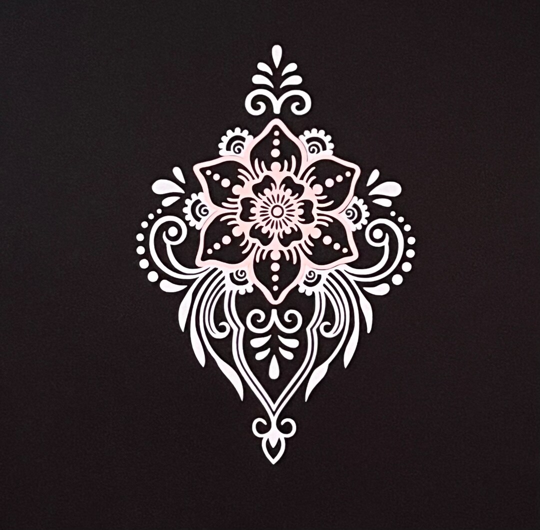 Mehndi Design Flower Vinyl Car Decal for Women, Henna Tattoo Sticker ...