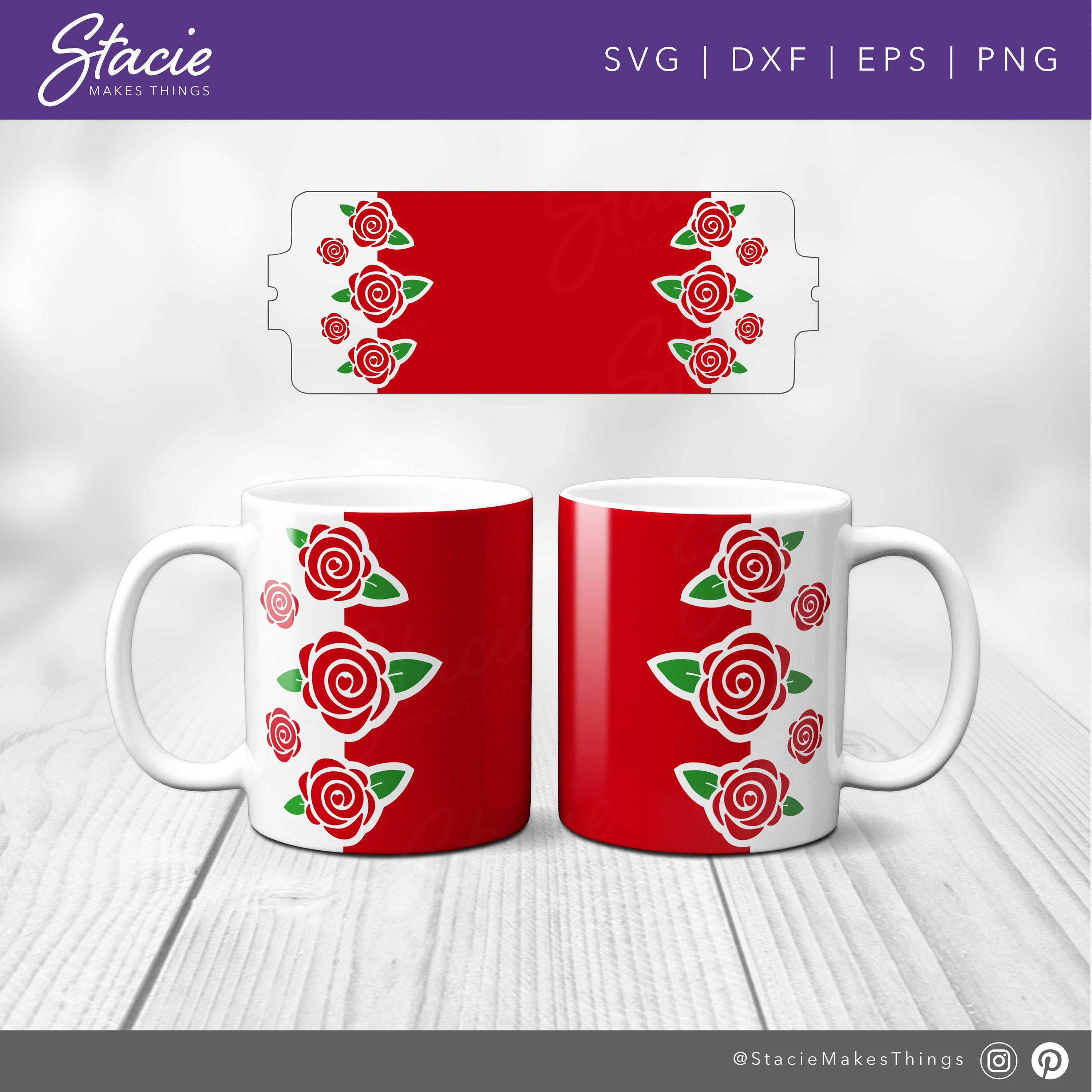 Cricut Mug Press Svg, Template for Infusible Ink, Rose SVG, Flower SVG ...