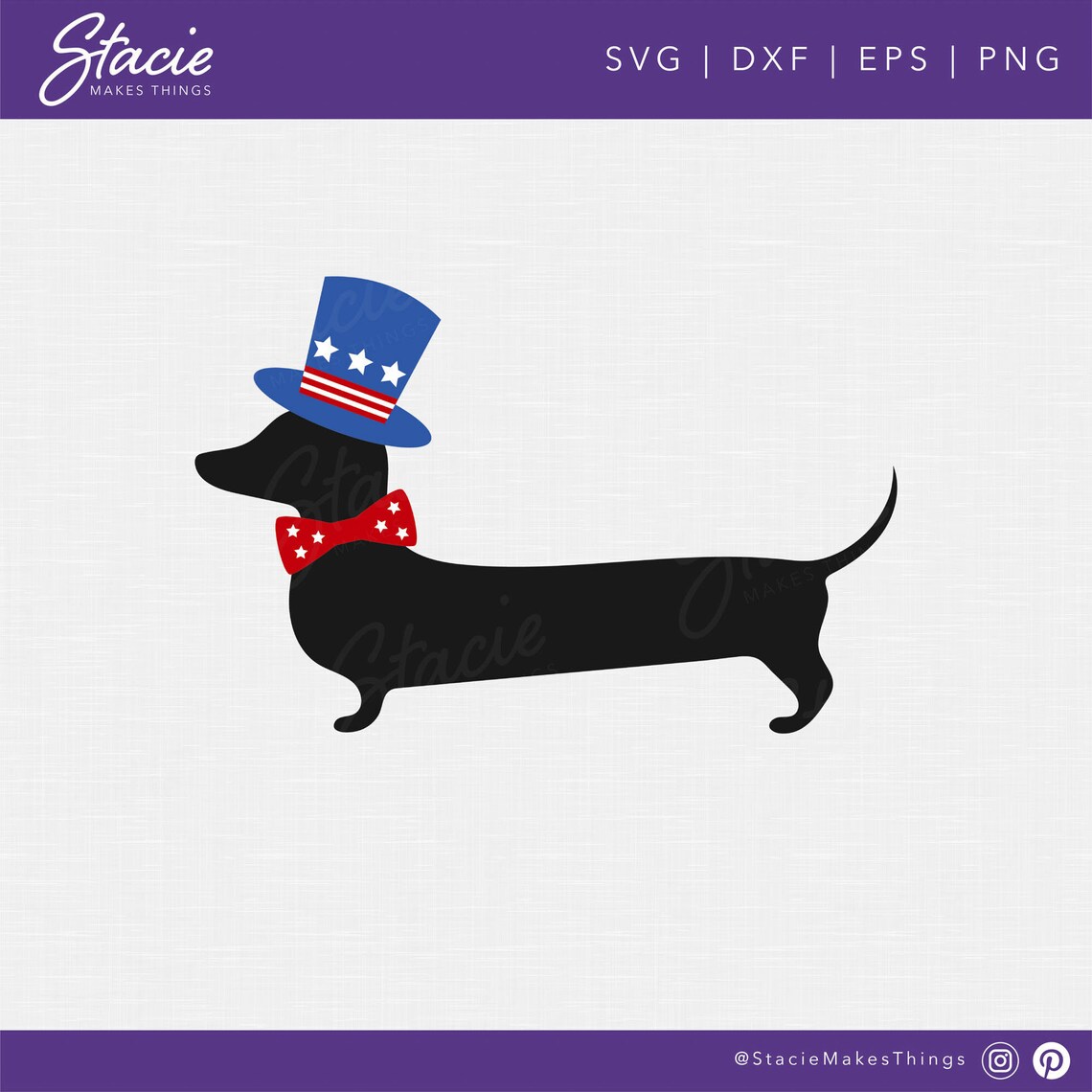 Patriotic Dachshund SVG, 4th of July Weiner Dog Clipart (digital ...