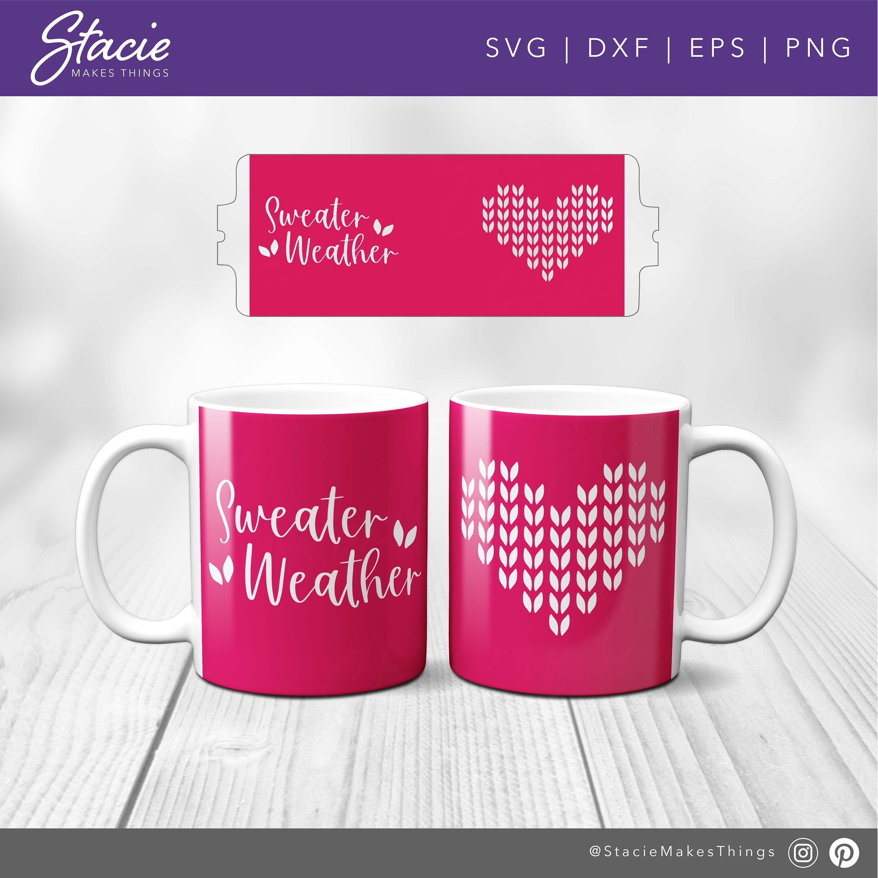 Cricut Mug Press Svg Template for Infusible Ink, Sweater Weather Svg ...